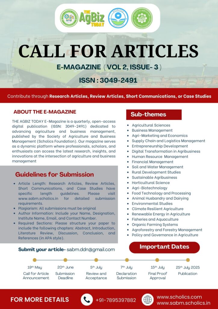 Article Submission – SOCIETY OF AGRICULTURE AND BUSINESS MANAGEMENT (SABM)